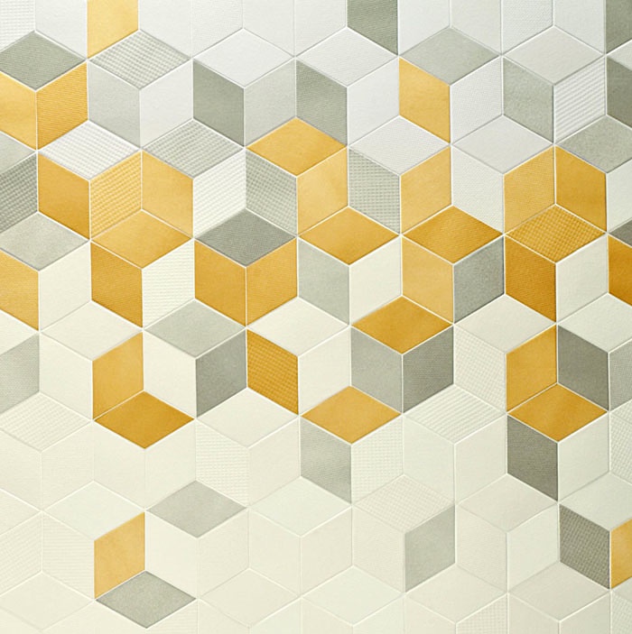 Yellow and grey geometric tiles